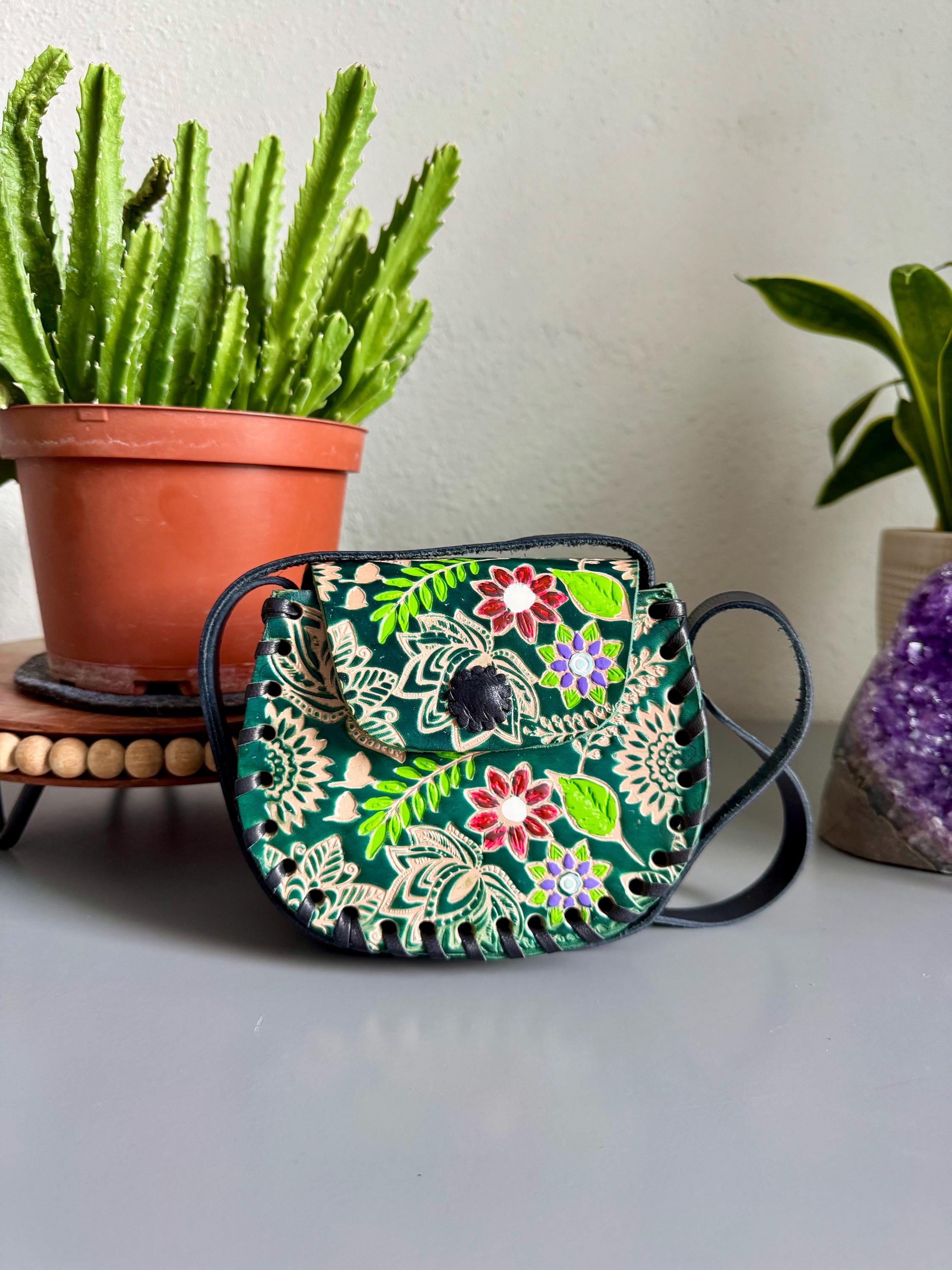 Little Girl’s Purse / Hand-Tooled Embossed Mexican Leather Floral Purs ...